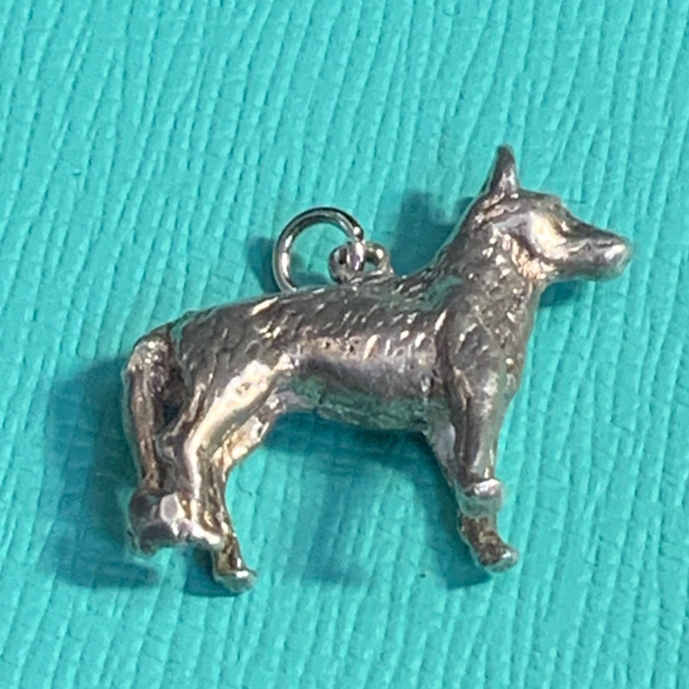 Silver German Shepard Belgian Dog Charm - Gem